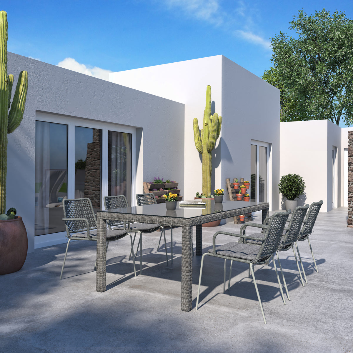 Singapore Rectangular Glass Outdoor Dining Table – midtownconceptus